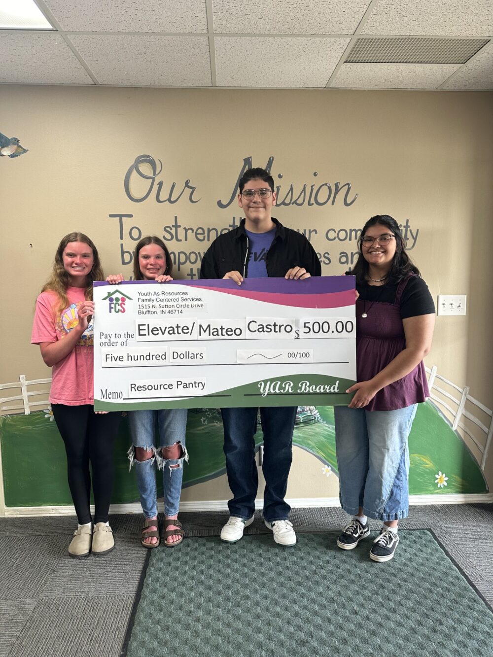 YAR Board Members Present Check to Mateo Castro - Family Centered ...